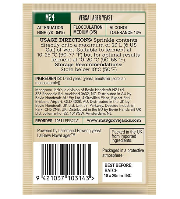 M24 Versa Lager Yeast - 10g – Mangrove Jack's